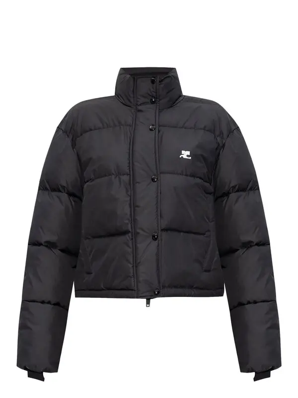 COURREGES Insulated Padded Jacket With Logo - Black