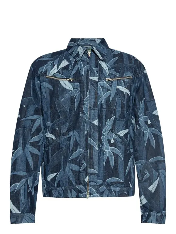 Kenzo Denim Jacket With Decorative Pattern - Navy Blue