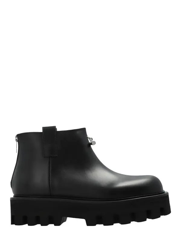 Alexander McQueen Leather Platform Ankle Boots - Black
