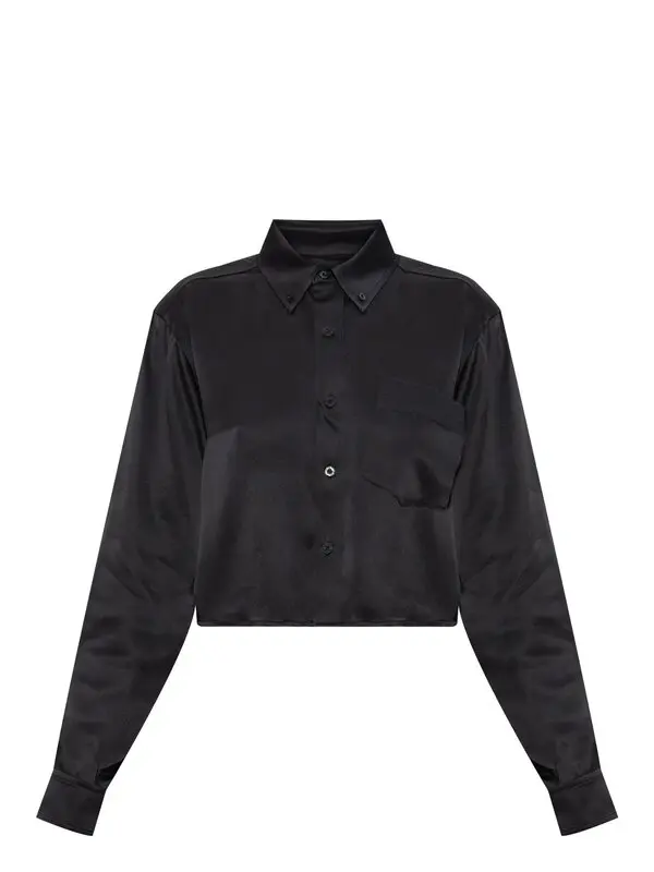 Alexander Wang Short Silk Shirt With Pocket - Black