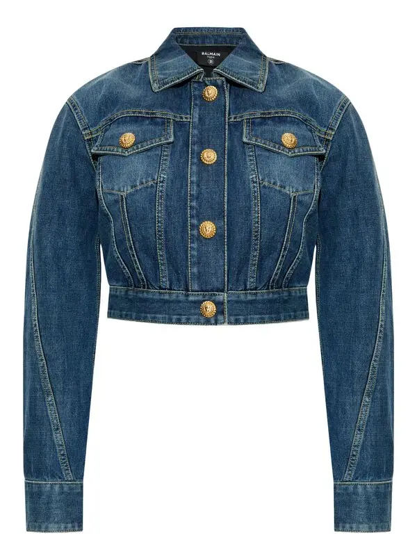 Balmain Short Denim Jacket - Navy Blue