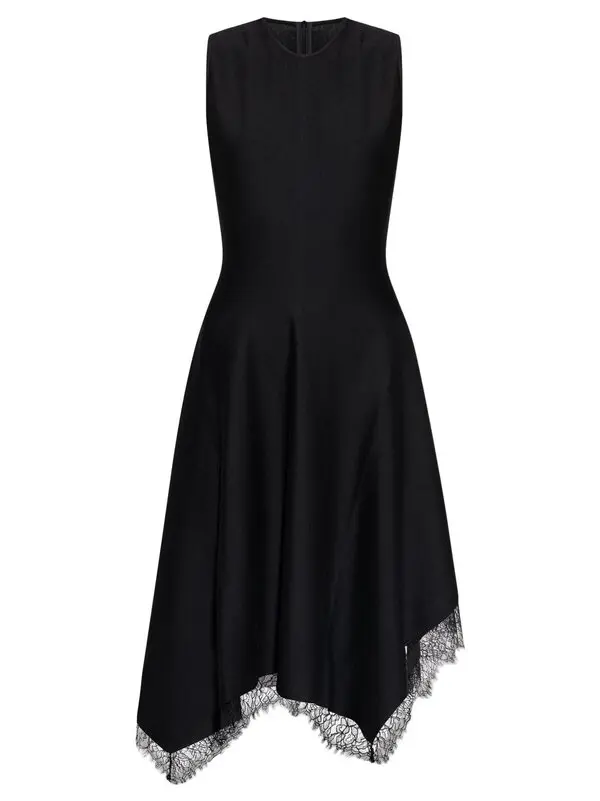 Alexander McQueen Asymmetrical Sleeveless Midi Dress - Black