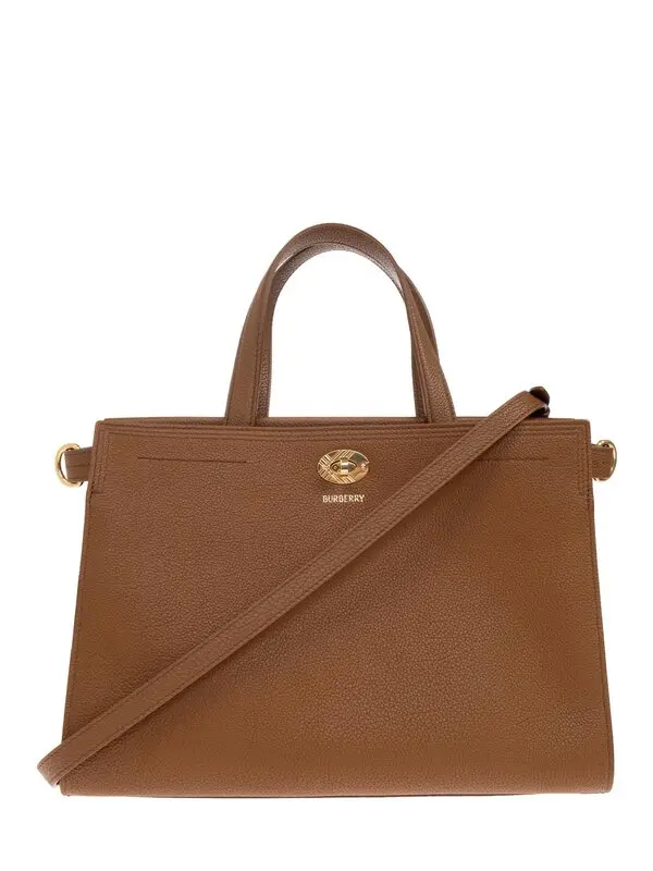 Burberry Pebbled Leather Handbag - Brown