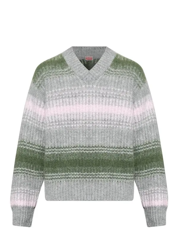 Kenzo V-neck Alpaca Blend Sweater - Grey