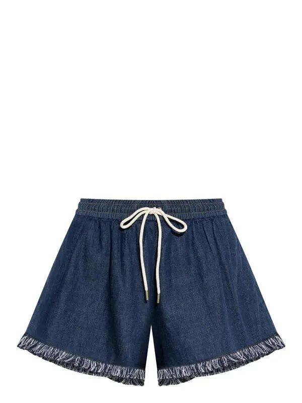 Zimmermann Fringed Denim Shorts - Navy Blue