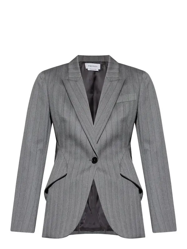 Alexander McQueen Wool Herringbone Blazer - Grey