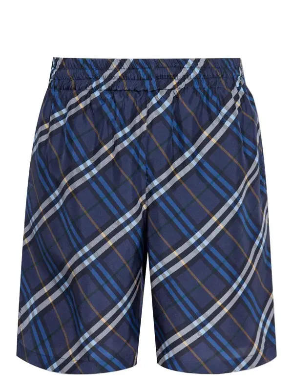 Burberry Silk Check Pattern Shorts - Navy Blue