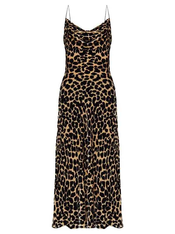 Balmain Animal Print Long Gown - Beige