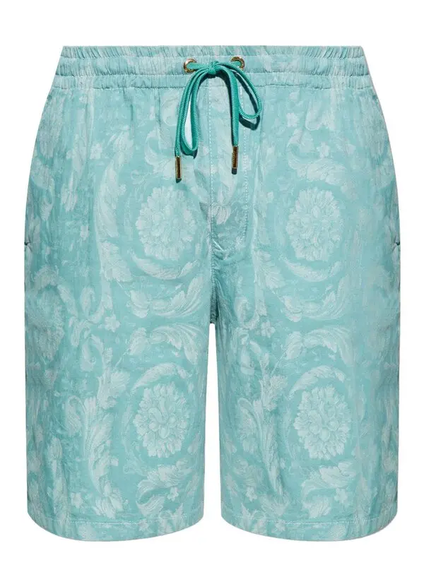 Versace Jacquard Cotton Shorts - Blue