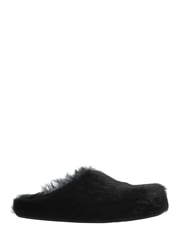 Marni Fur-trimmed Mules - Black