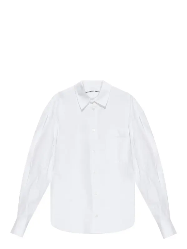 Alexander Wang Cotton Shirt With Pocket And Embroidered Logo - White