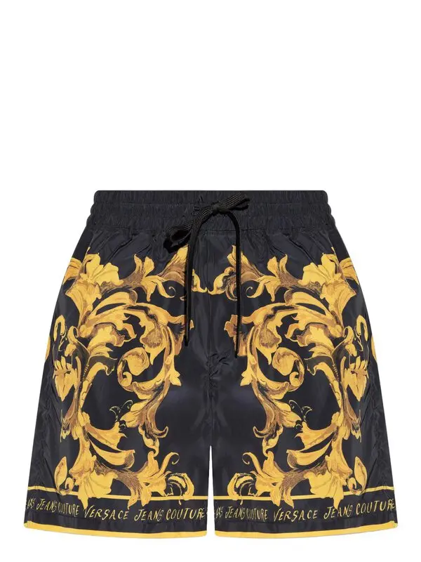 Versace Barocco Print Shorts - Yellow