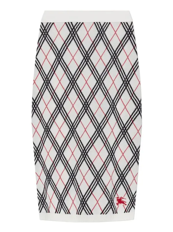 Burberry Plaid Pencil Skirt - White