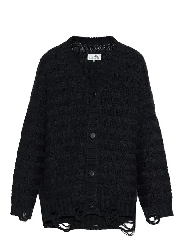 MAISON MARGIELA Wool Trim Cardigan - Black