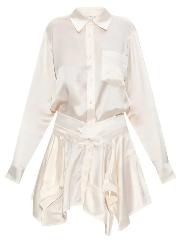 Alexander Wang Silk Dress With Asymmetrical Hem - Cream