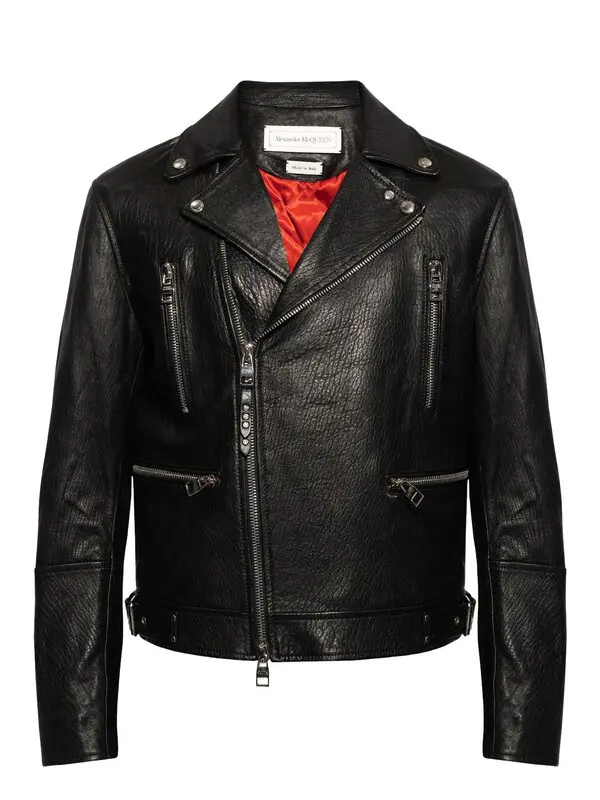 Alexander McQueen Leather Biker Jacket - Black
