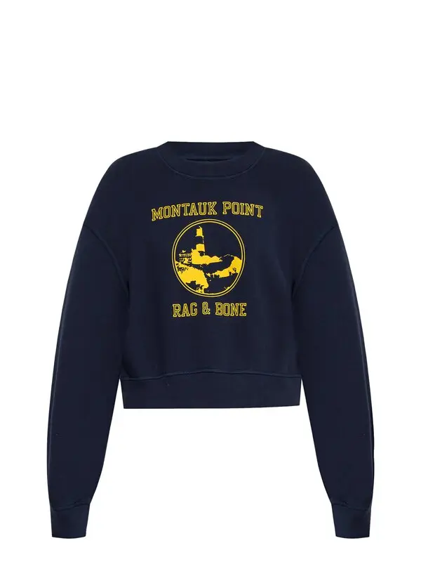 Rag & Bone Printed Crewneck Sweatshirt - Navy Blue