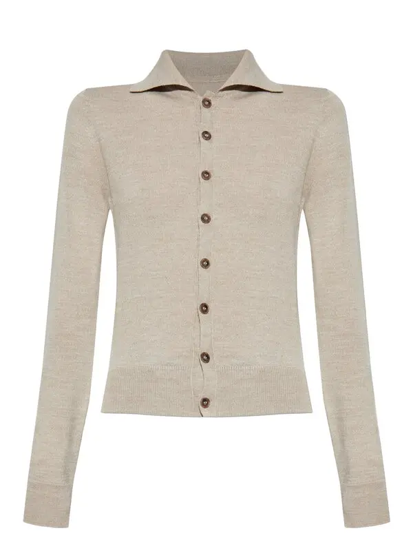 MAISON MARGIELA Wool Trimmed Cardigan - Beige