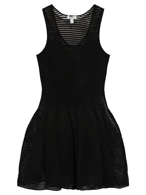 Alaïa Lace Flared Dress - Black