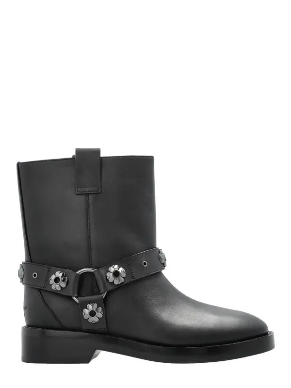 Kate Spade New York Leather Ankle Boots With Appliqués - Black