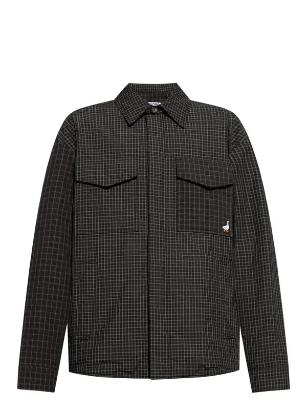 Moschino Checkered Cotton Jacket With Pocket - Black