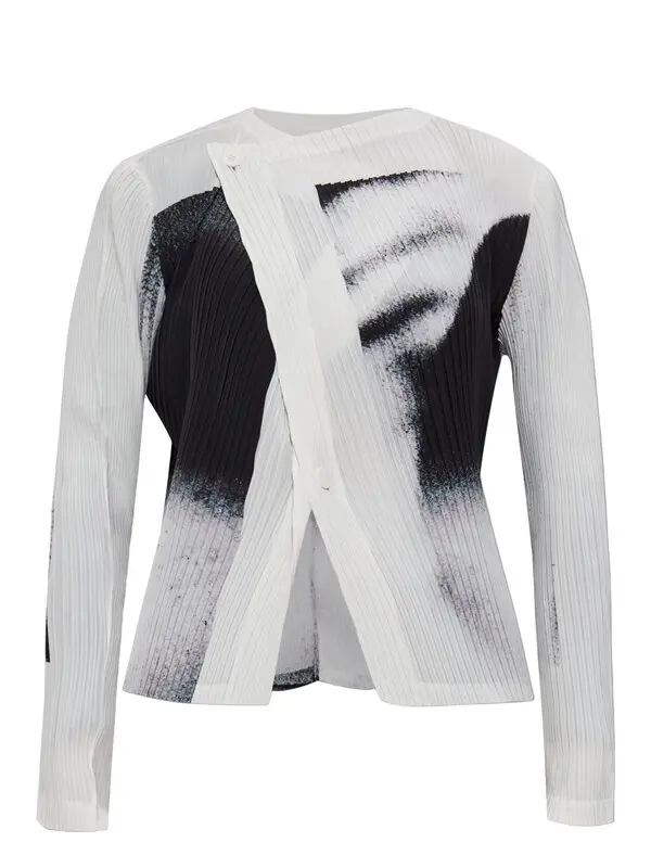 Issey Miyake Pleated Cardigan - White