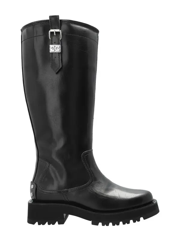 GANNI Eco-leather Knee-high Boots - Black