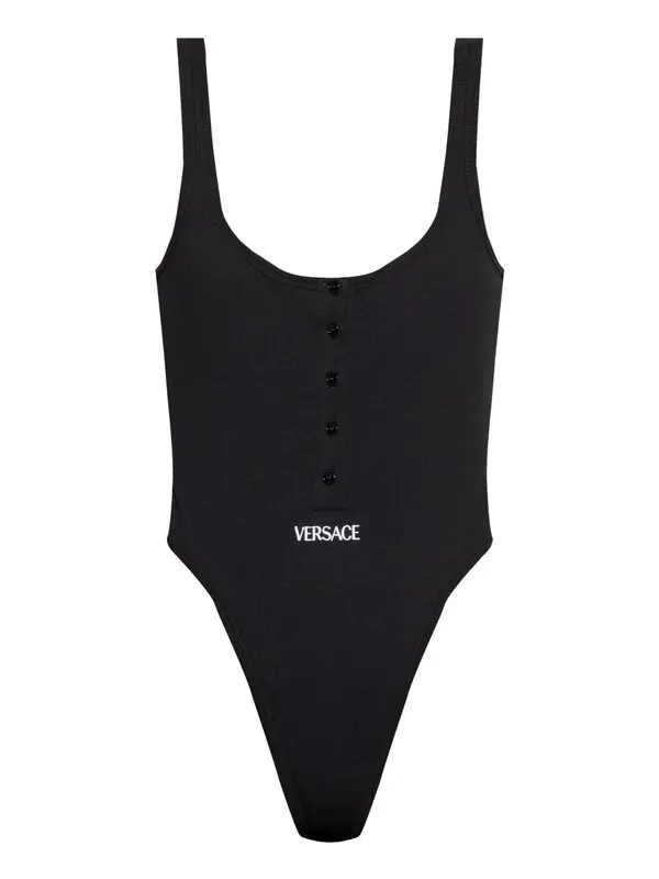 Versace Embroidered Logo Bodysuit - Black