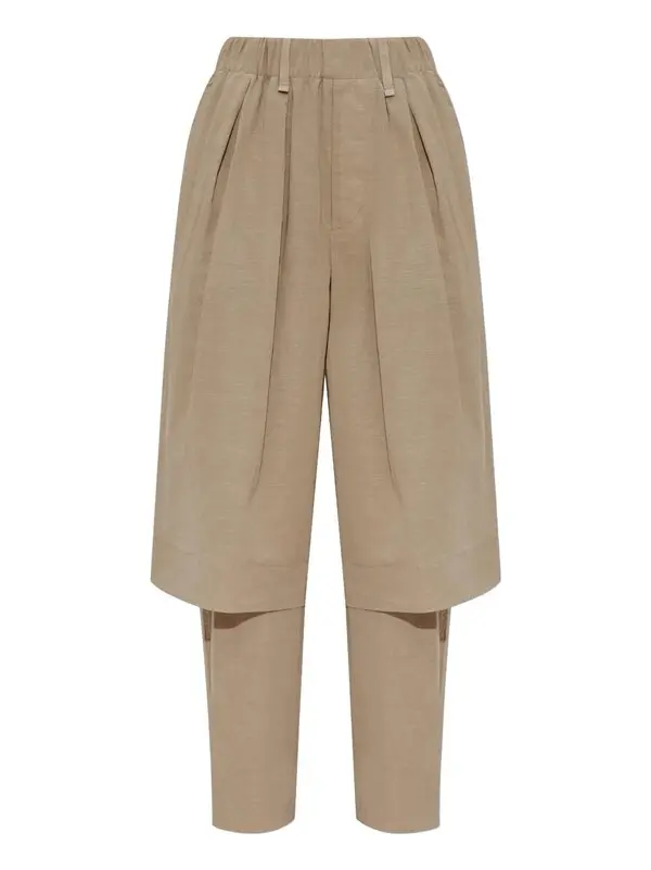 Issey Miyake Pleated Layered Trousers - Green