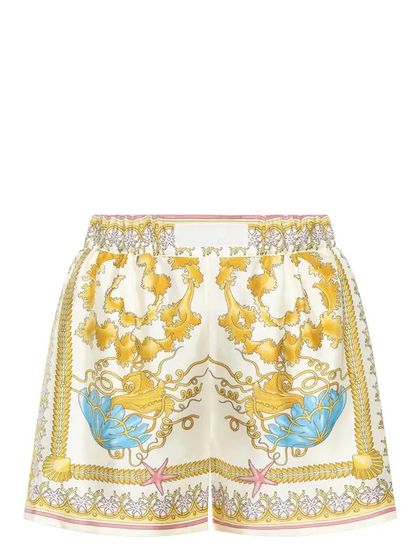 Versace Silk Baroque Print Shorts - Yellow