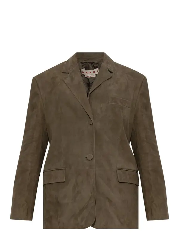 Marni Suede Blazer Jacket - Green