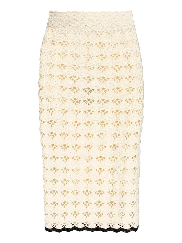 Zimmermann Cotton Openwork Midi Skirt - Cream