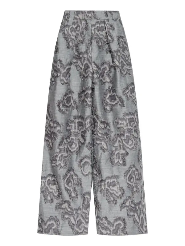 GANNI Vintage-effect Palazzo Trousers - Grey