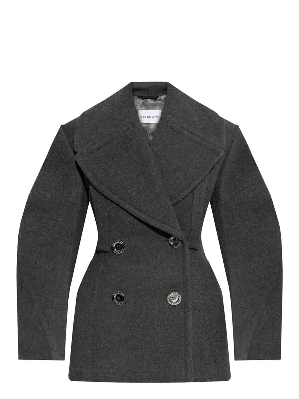 Givenchy Double-breasted Wool And Silk Coat - Grey