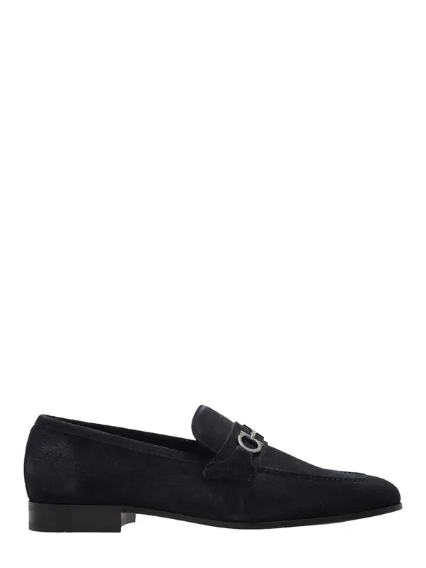 FERRAGAMO Balty Suede Loafers - Navy Blue