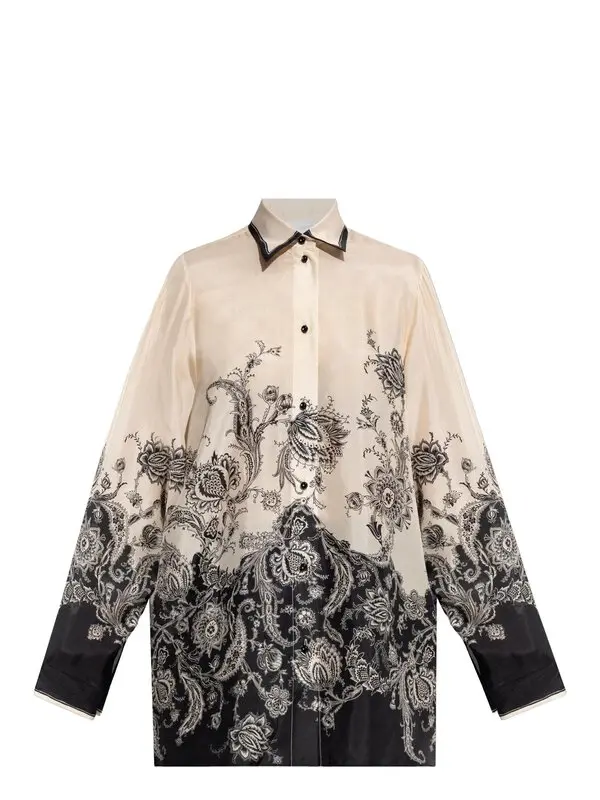 Zimmermann Printed Silk Shirt - Cream