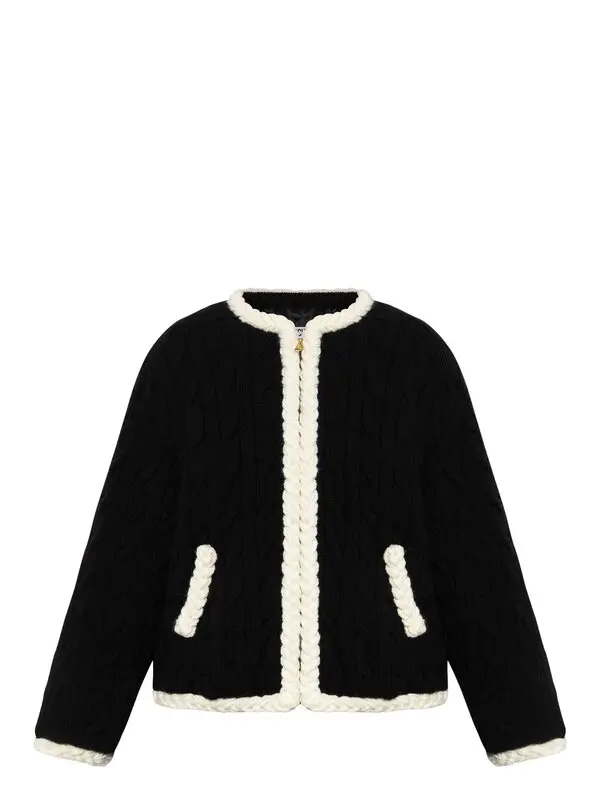 Moschino Braided Wool Jacket With Trim - Black