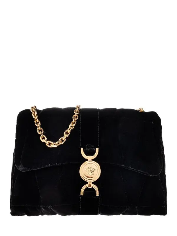 Versace Kleio Velvet Shoulder Bag - Black
