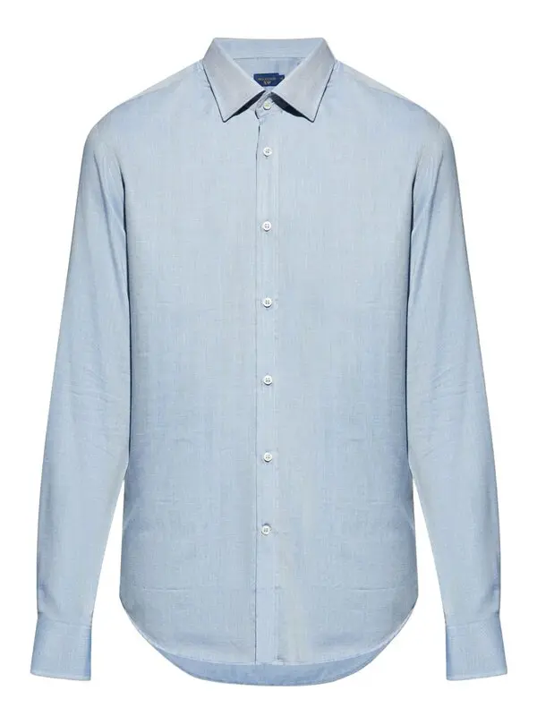 Paul & Shark Shirt With A Herringbone Pattern - Blue
