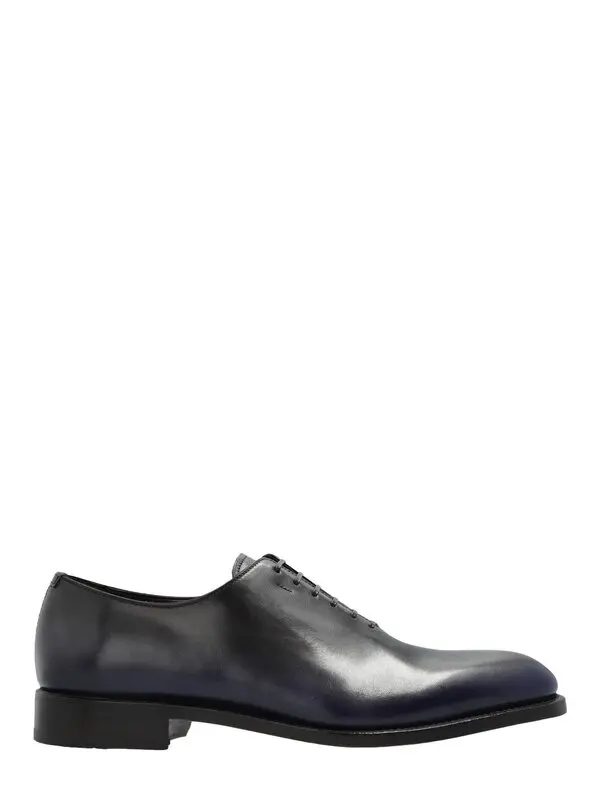 FERRAGAMO Angiolo Leather Oxford Shoes - Navy Blue