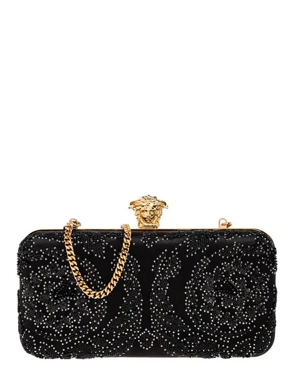 Versace Clutch With Shimmering Embellishments - Black