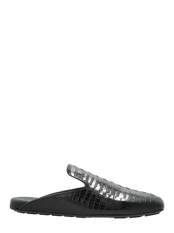 Bottega Veneta Roma Leather Slides - Black