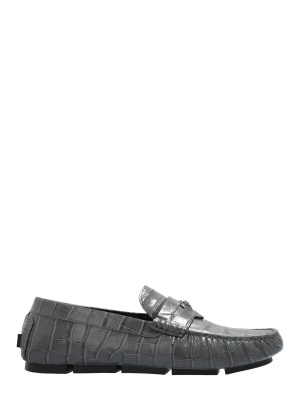 Versace Leather Loafers - Grey