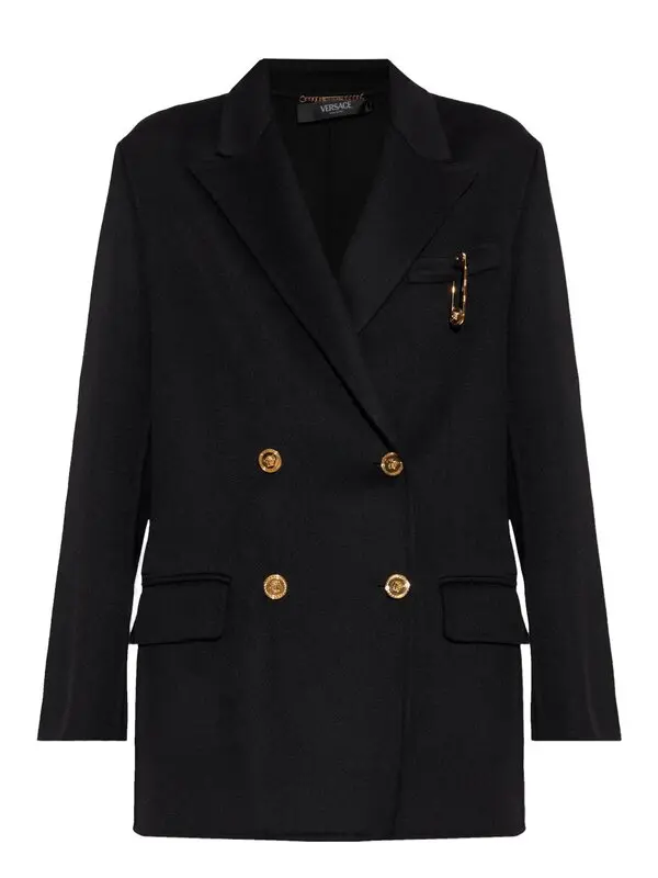 Versace Short Double-breasted Coat - Black