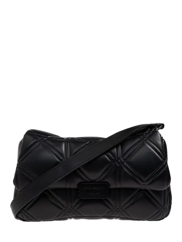 Emporio Armani Embossed Quilted Shoulder Bag - Black