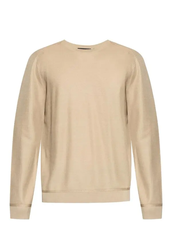 Theory Crew Neck Silk And Cotton Sweater - Beige