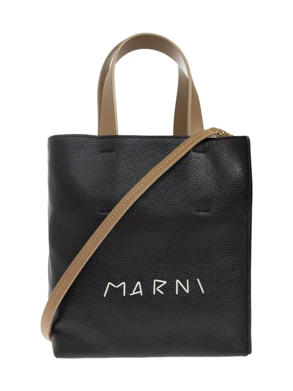 Marni Structured Leather Shoulder Bag - Black