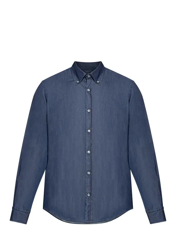 Paul & Shark Denim Shirt With Pocket - Navy Blue