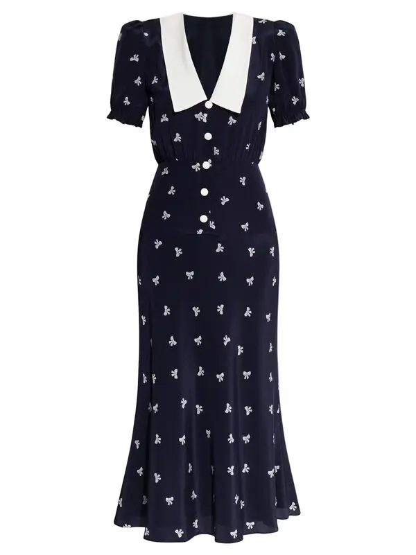Alessandra Rich Dress With Decorative Print - Navy Blue