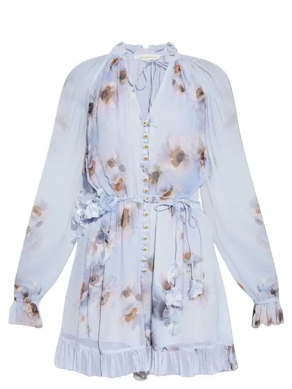 Zimmermann Floral Print Mini Dress - Purple